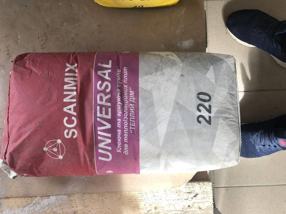 Клеюча та армуюча суміш для теплоізоляційних плит “ Scanmix UNIVERSAL 220 "ТЕПЛИЙ ДІМ"", вагою ...
